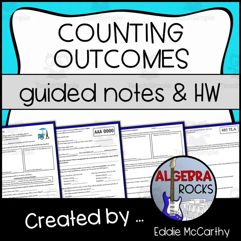 Counting Outcomes Guided Notes + Homework Set by Teach Simple