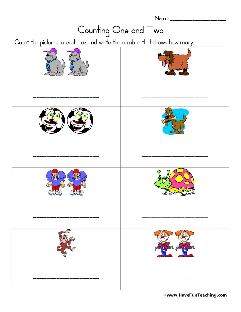 Counting Pictures Worksheets by Teach Simple