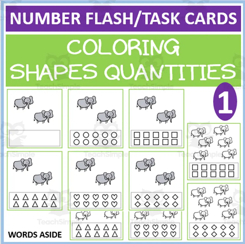 COUNTING SHAPES COLORING TASK CARDS 1 by Teach Simple