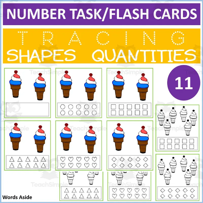 COUNTING SHAPES TRACING TASK CARDS 11 by Teach Simple