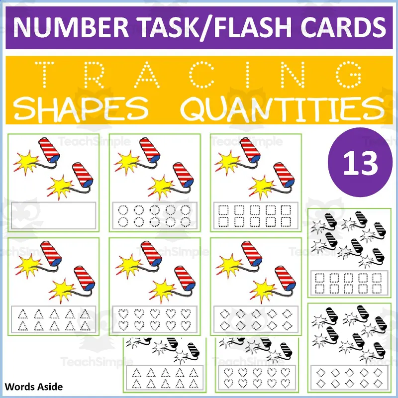COUNTING SHAPES TRACING TASK CARDS 13 by Teach Simple