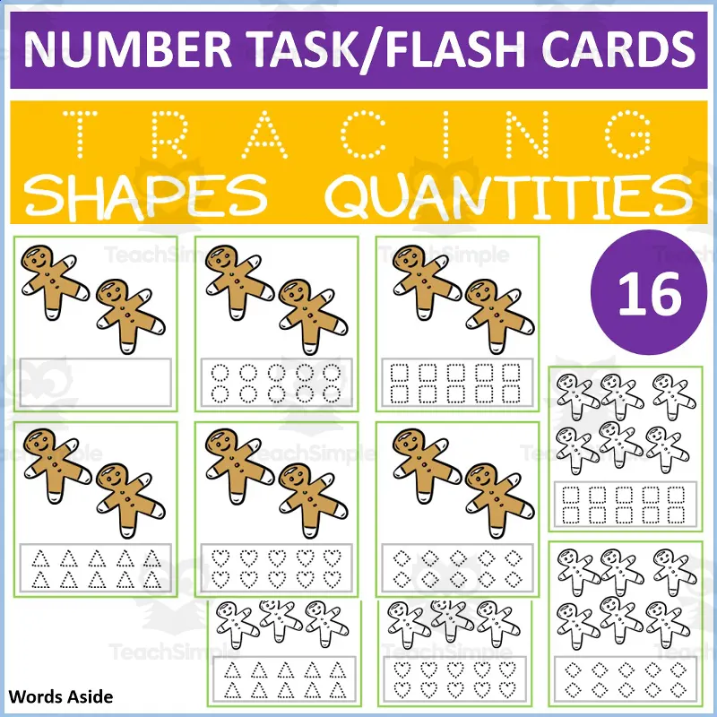 COUNTING SHAPES TRACING TASK CARDS 16 by Teach Simple