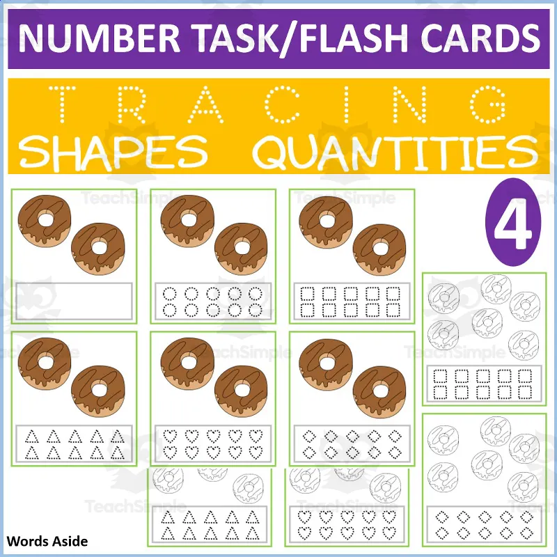 COUNTING SHAPES TRACING TASK CARDS 4 by Teach Simple