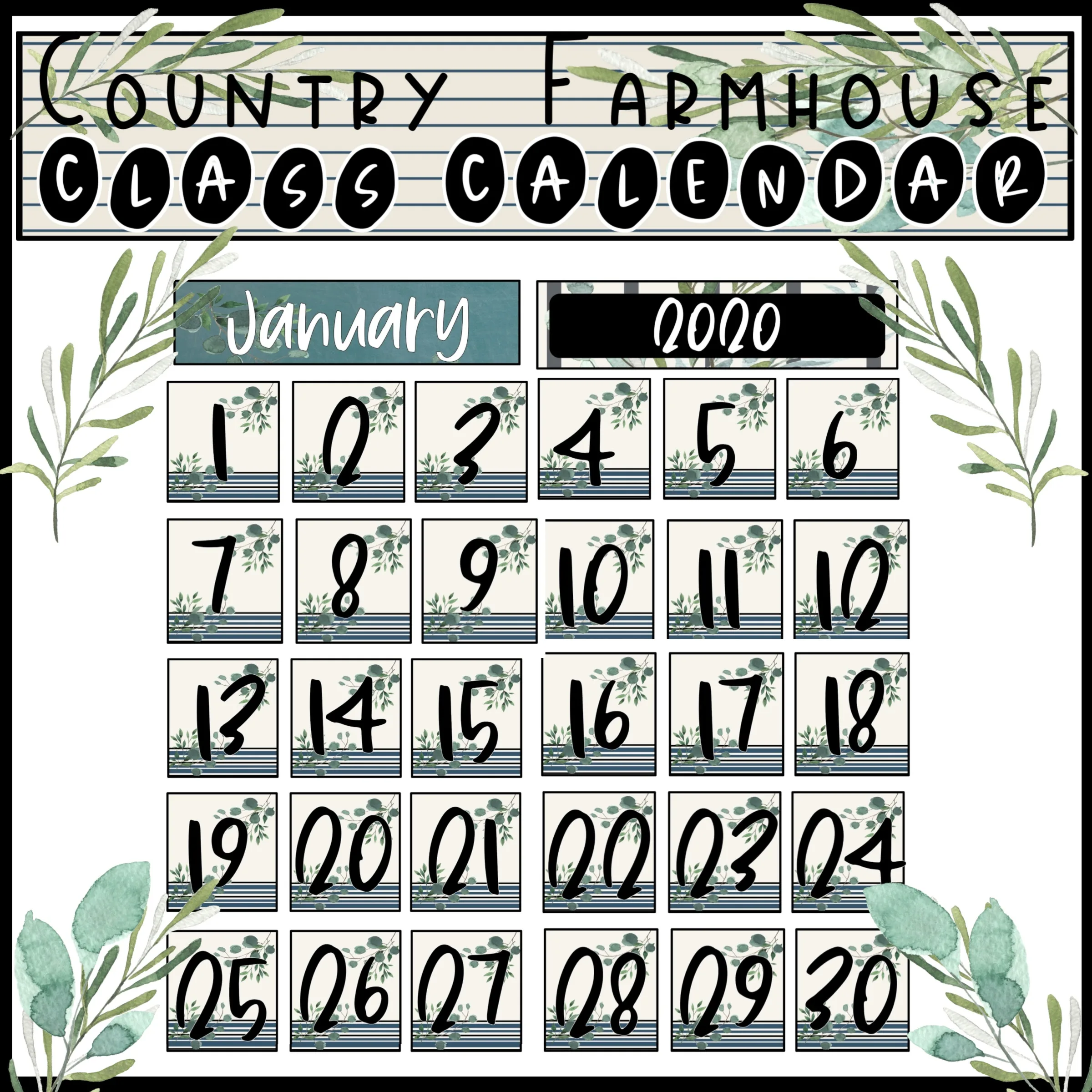 Country Farmhouse Classroom Calendar Decor by Teach Simple