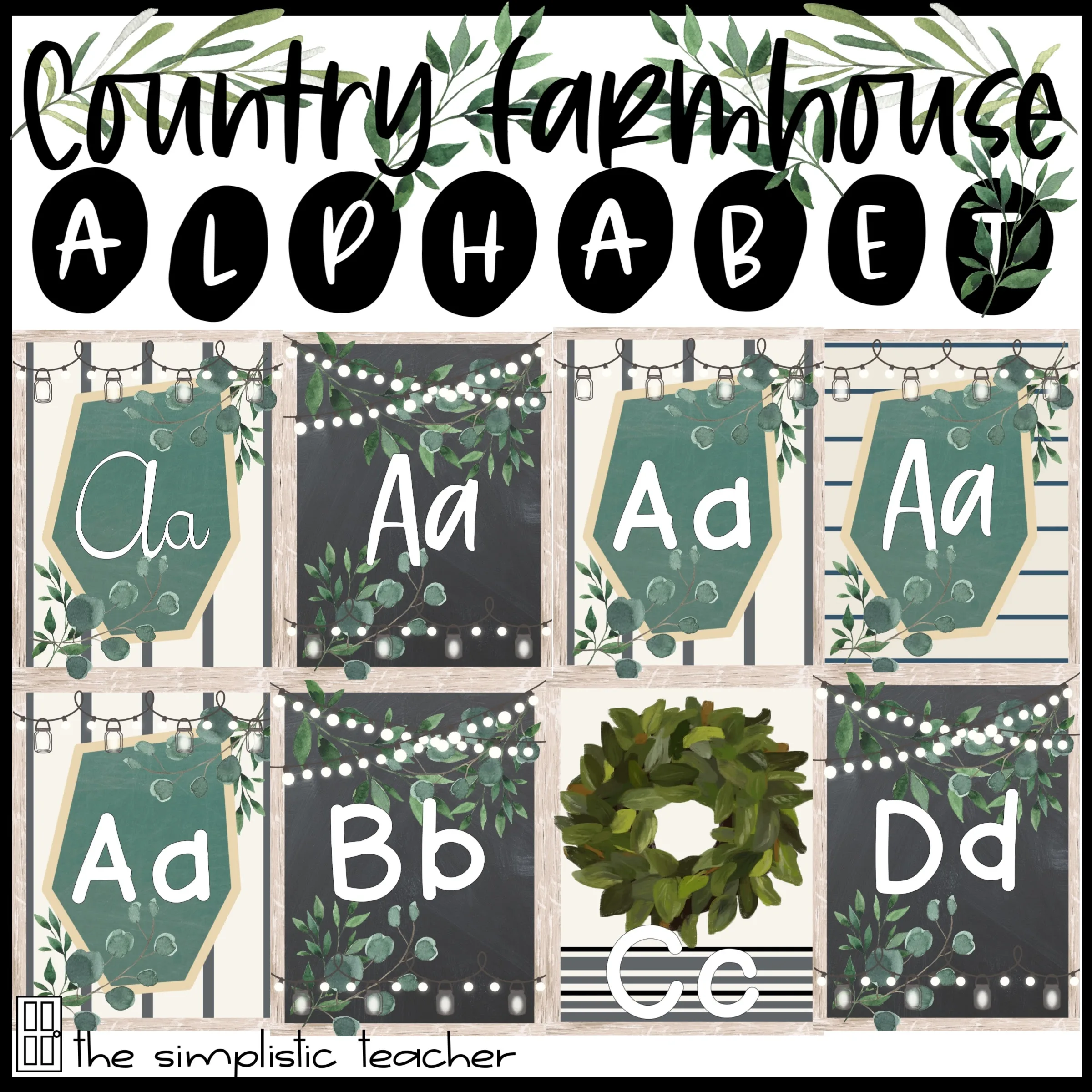 Country Farmhouse Classroom Decor Alphabet by Teach Simple