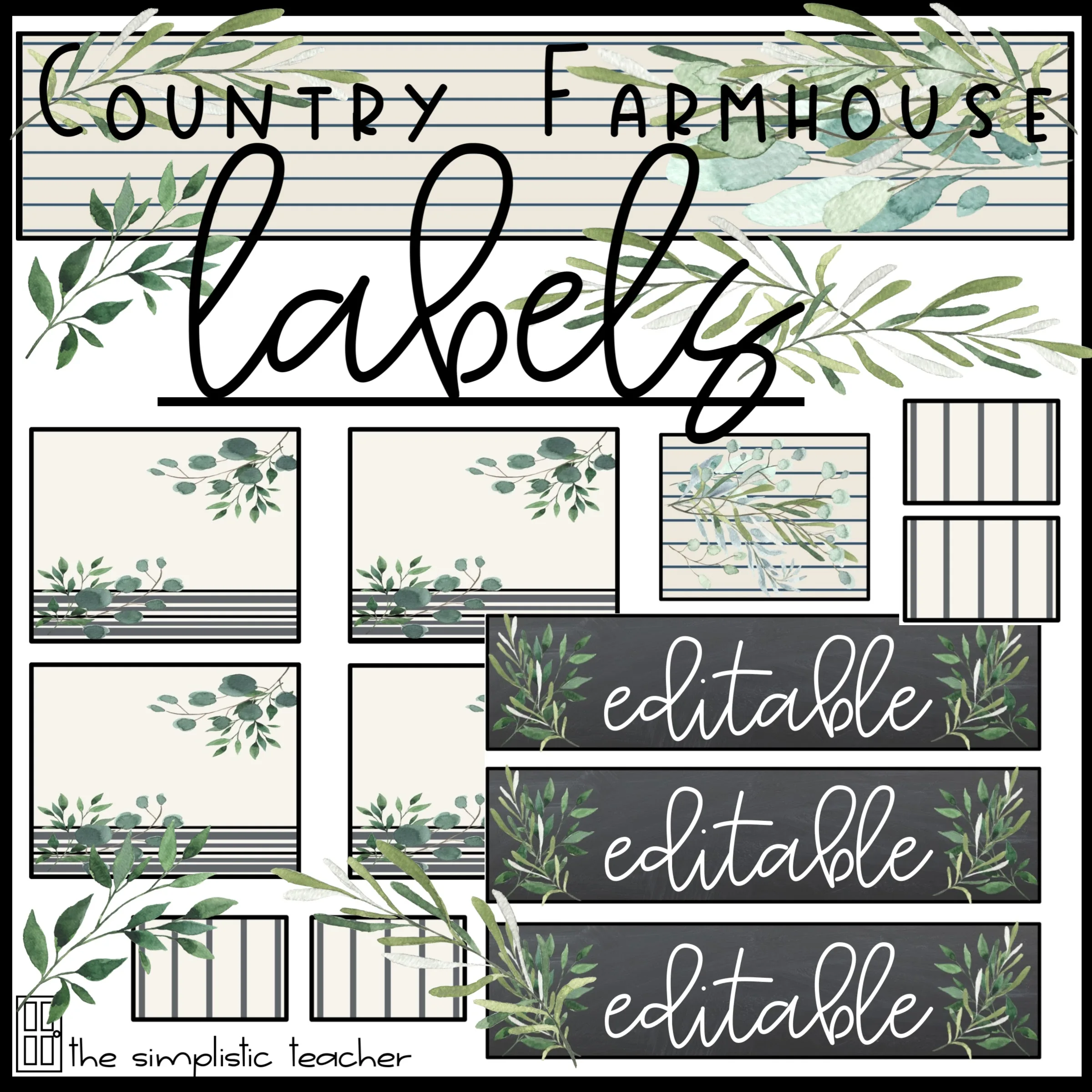 Country Farmhouse Classroom Decor-Editable Labels by Teach Simple