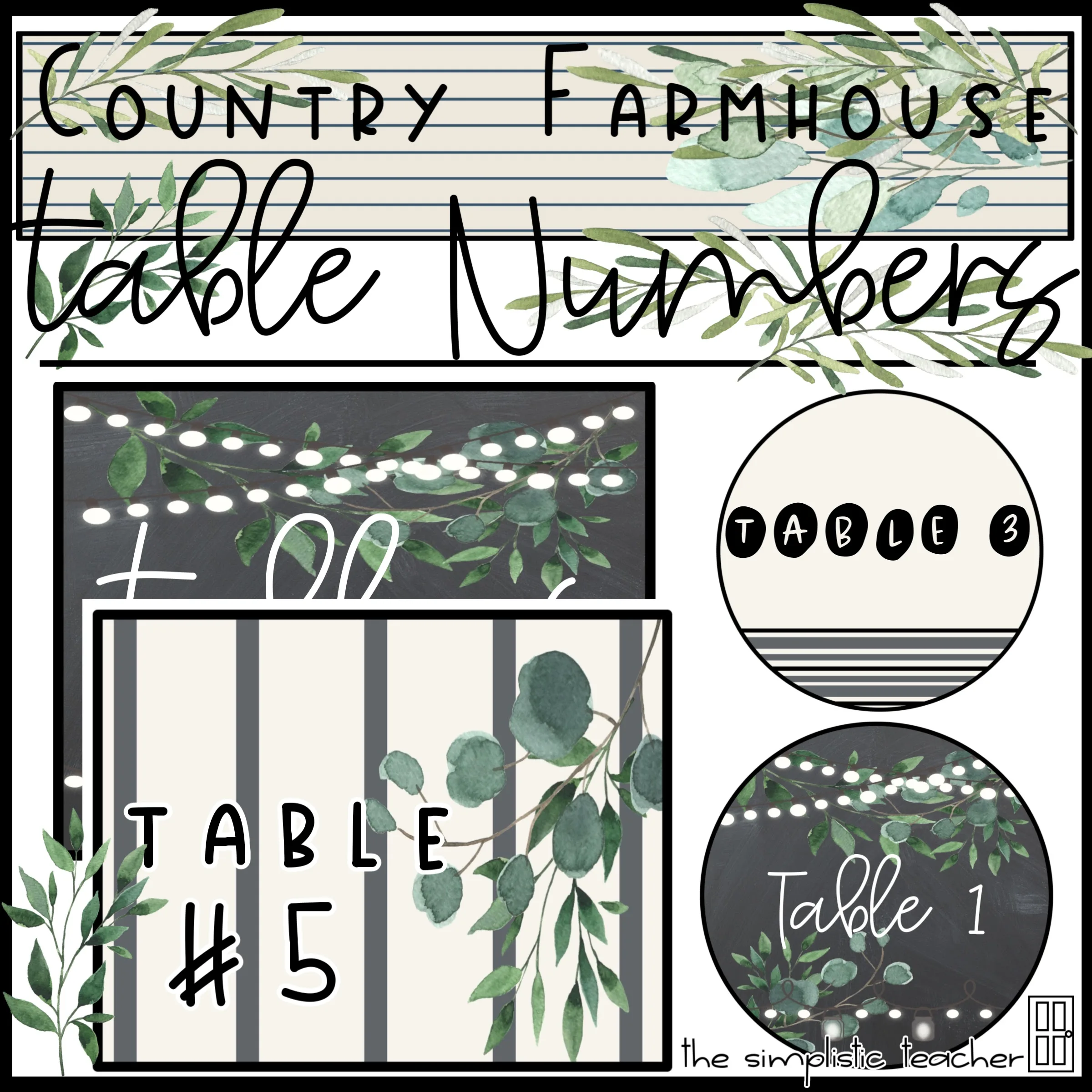 Country Farmhouse Classroom Decor Table Numbers 1-12 by Teach Simple