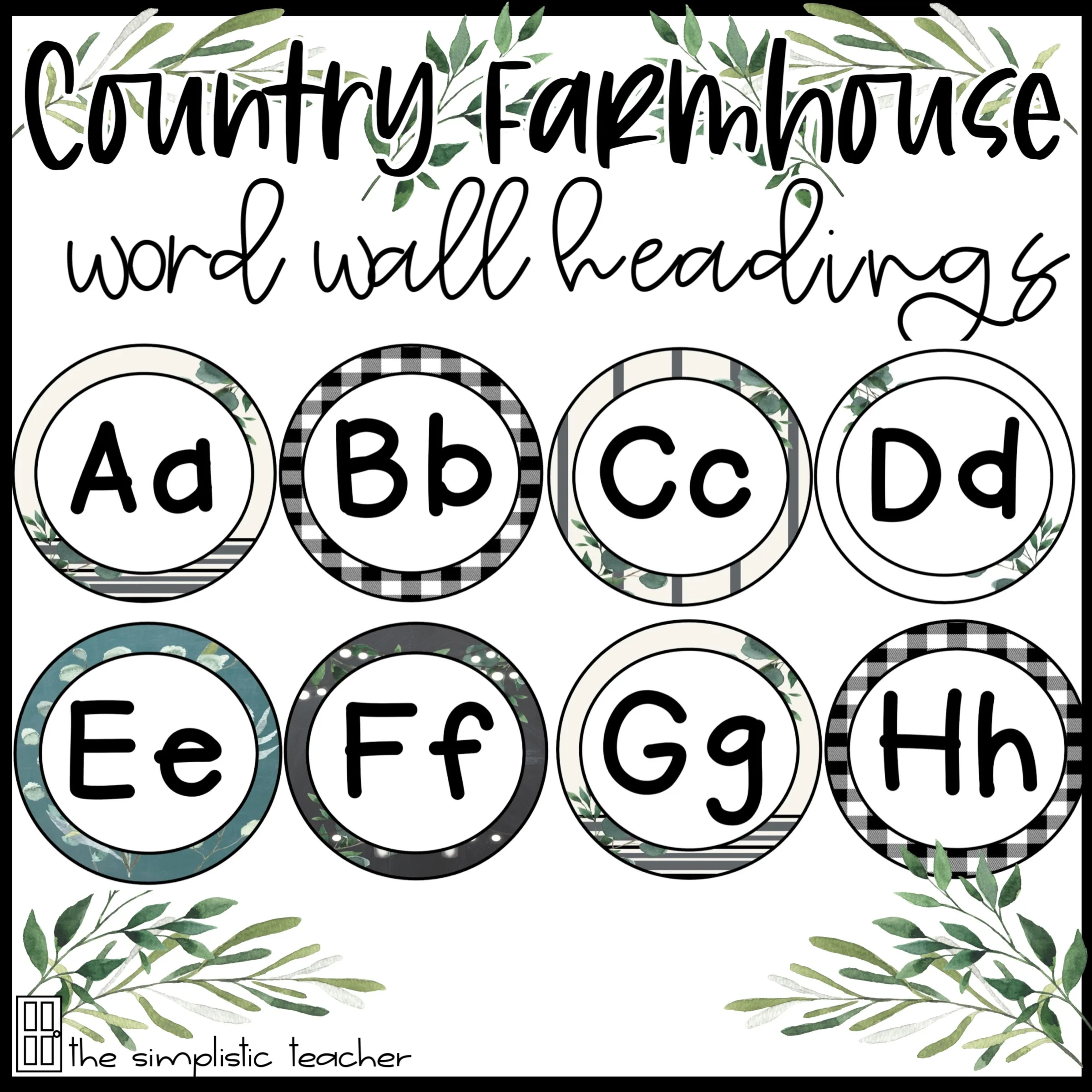 Country Farmhouse Word Wall Headings by Teach Simple