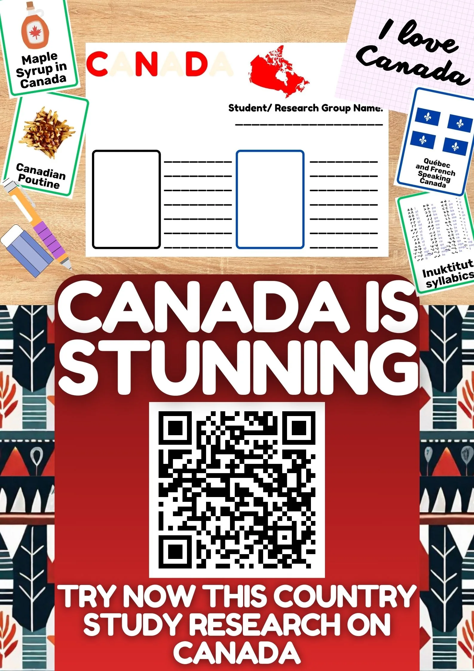 Country Study on Canada - Project - Cards + Worksheet - North America ...