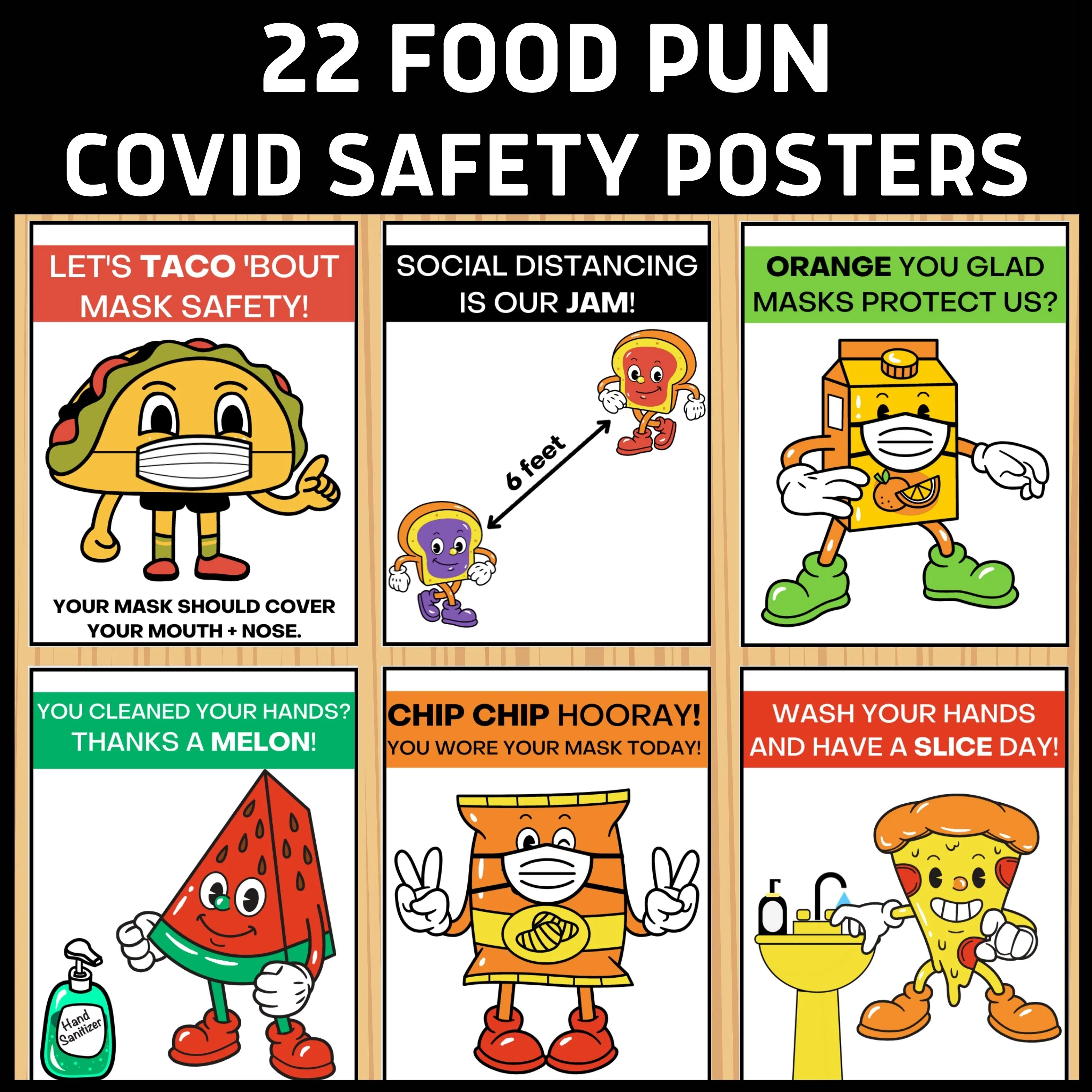 Covid-19 Food Pun Classroom Posters by Teach Simple