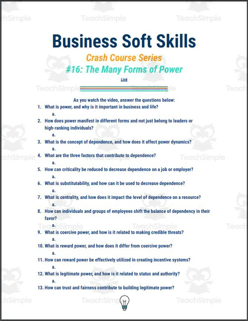 Crash Course: Business Soft Skills #16: The Many Forms of Power ...