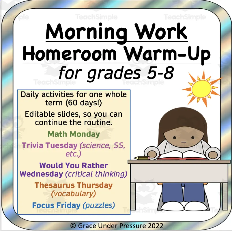 Critical Thinking: Morning Work Warm-Ups by Teach Simple