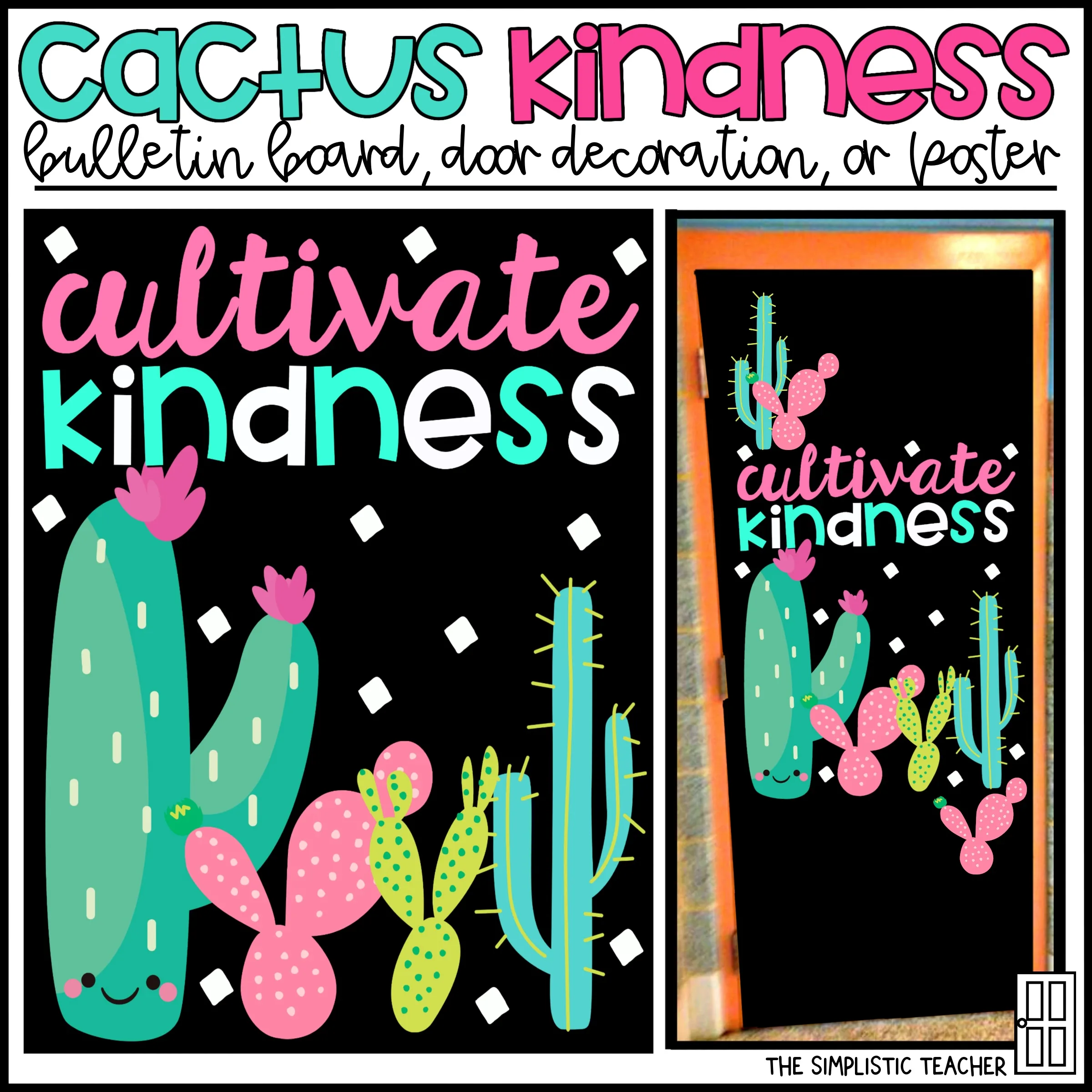Cultivate Kindness Cactus Bulletin Board Kit, Door Decoration Set, or ...