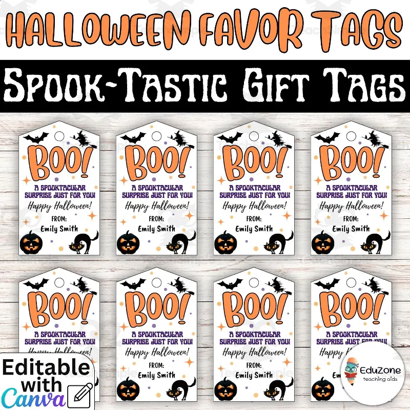 Customizable Halloween Favor Tags: A Personalized Touch to Classroom by ...
