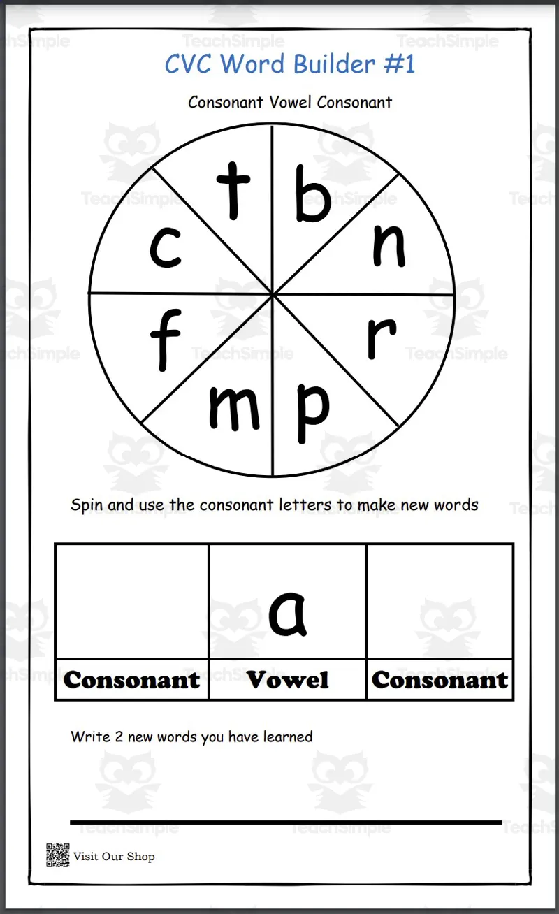 CVC Word Builder #1 Phonics Game, Sight Words Printable, Word Builder ...