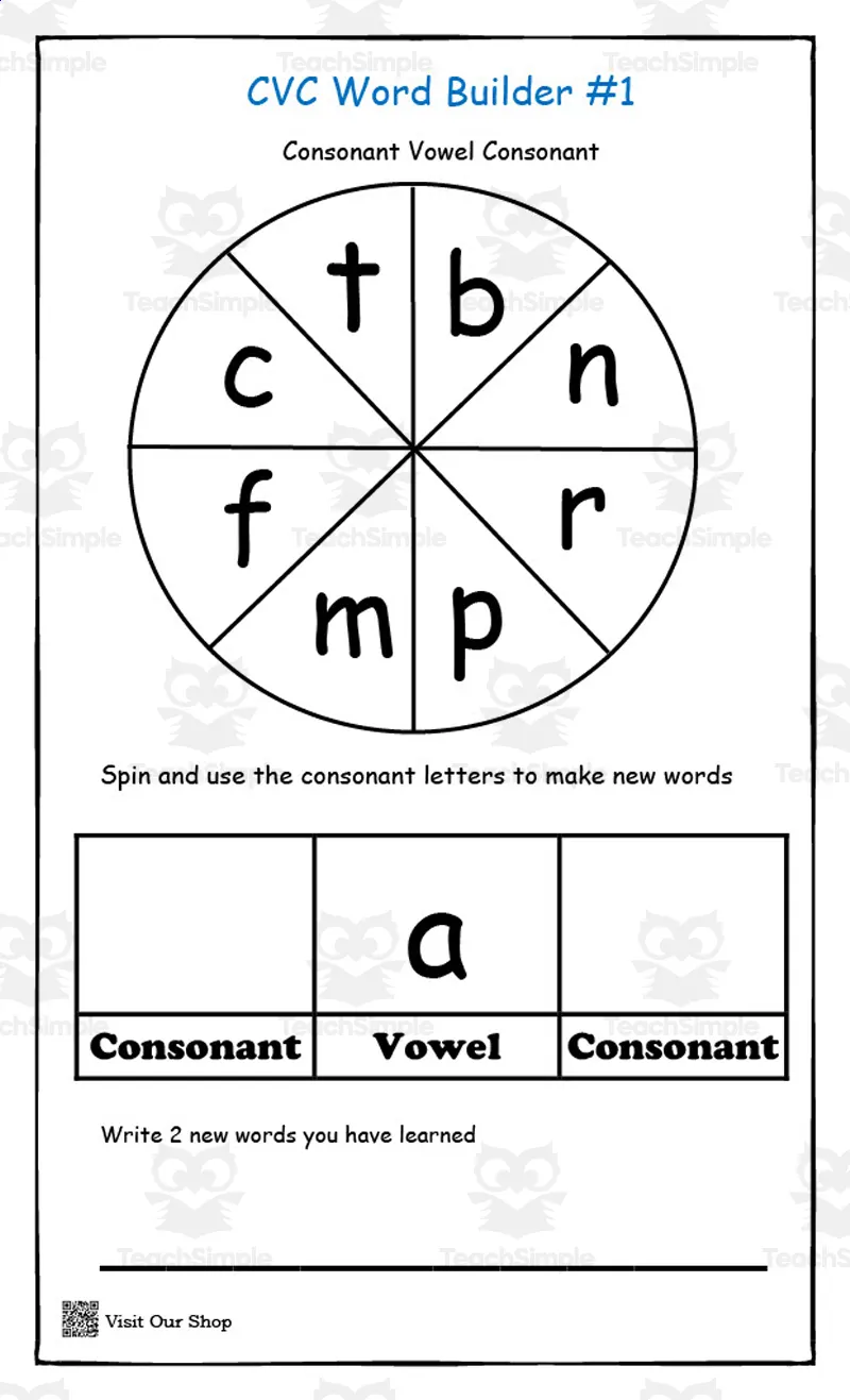 CVC Word Builder Activity #1 by Teach Simple