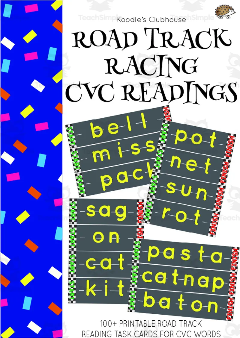CVC Word Reading Road Track Activity by Teach Simple