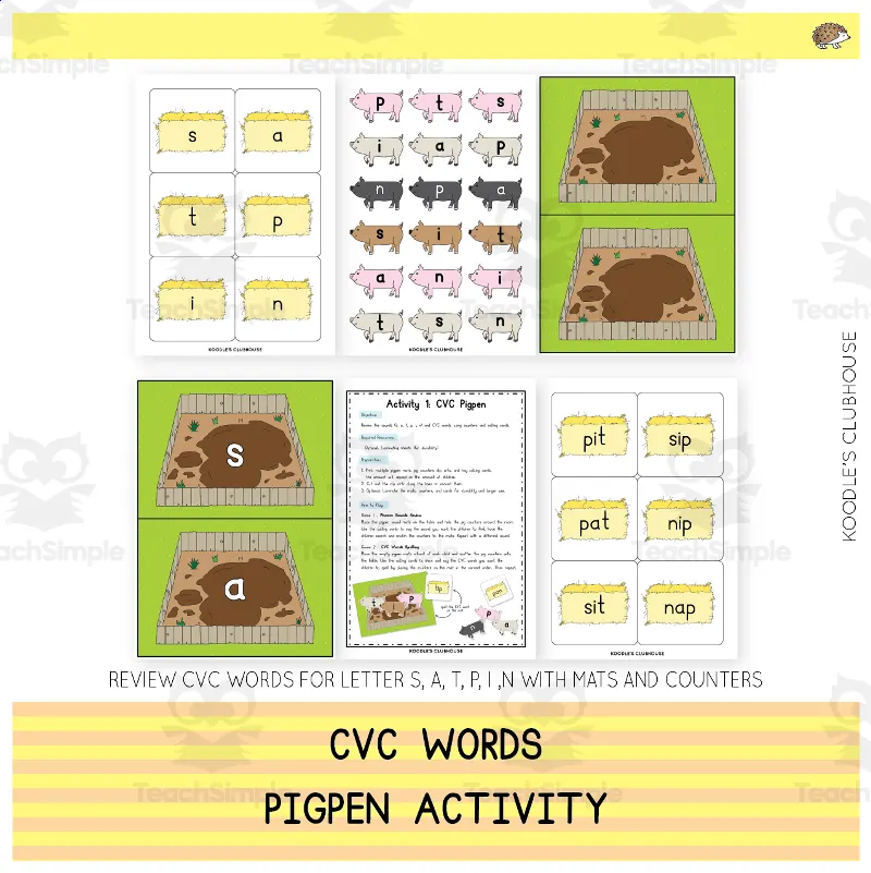 CVC Words Pigpen Activity by Teach Simple