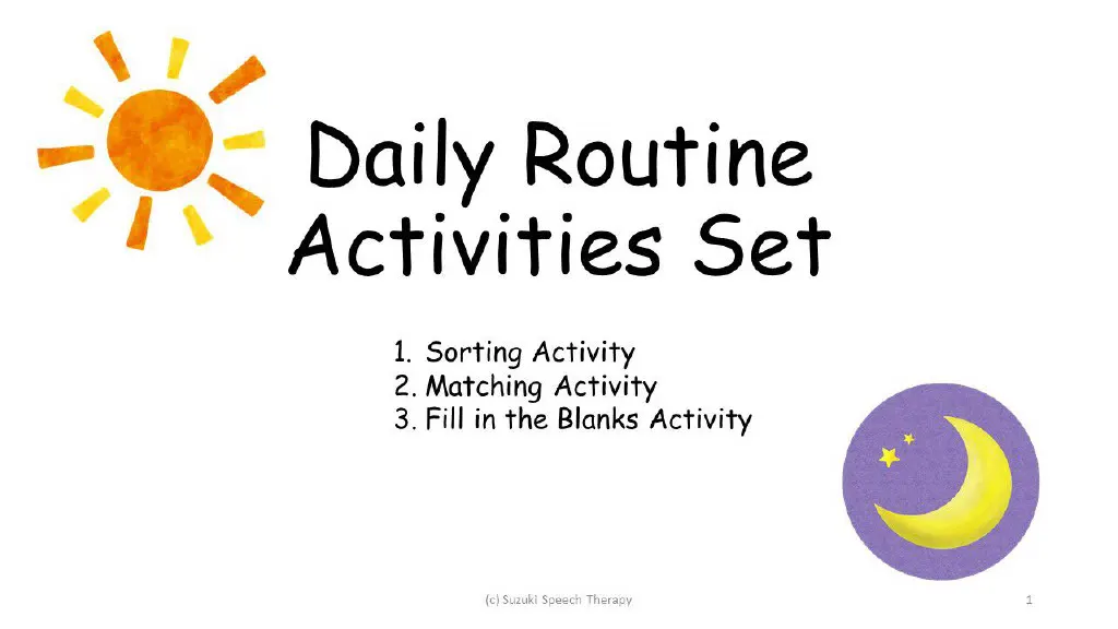 Daily Routine Activities Set by Teach Simple