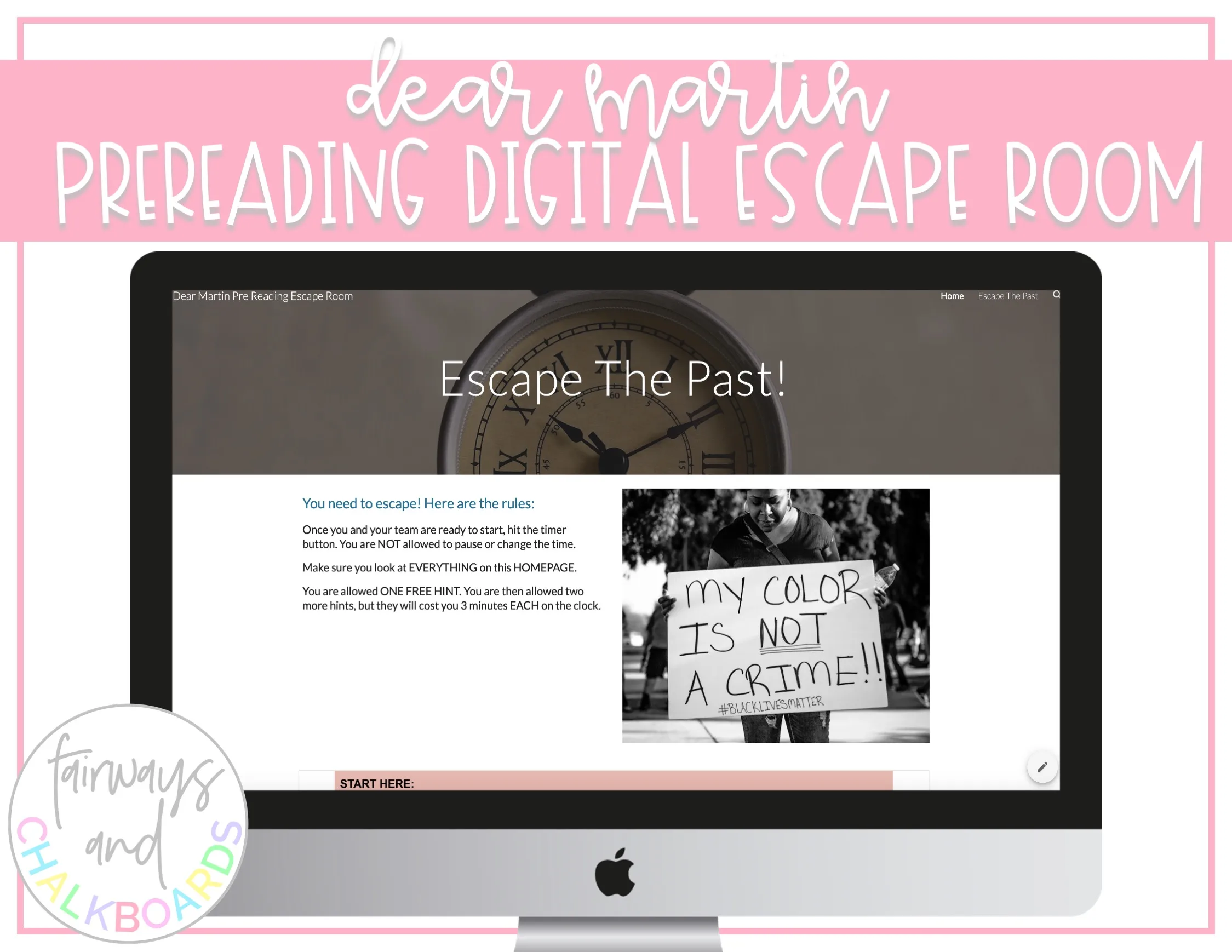 Dear Martin PreReading Digital Escape Room by Teach Simple
