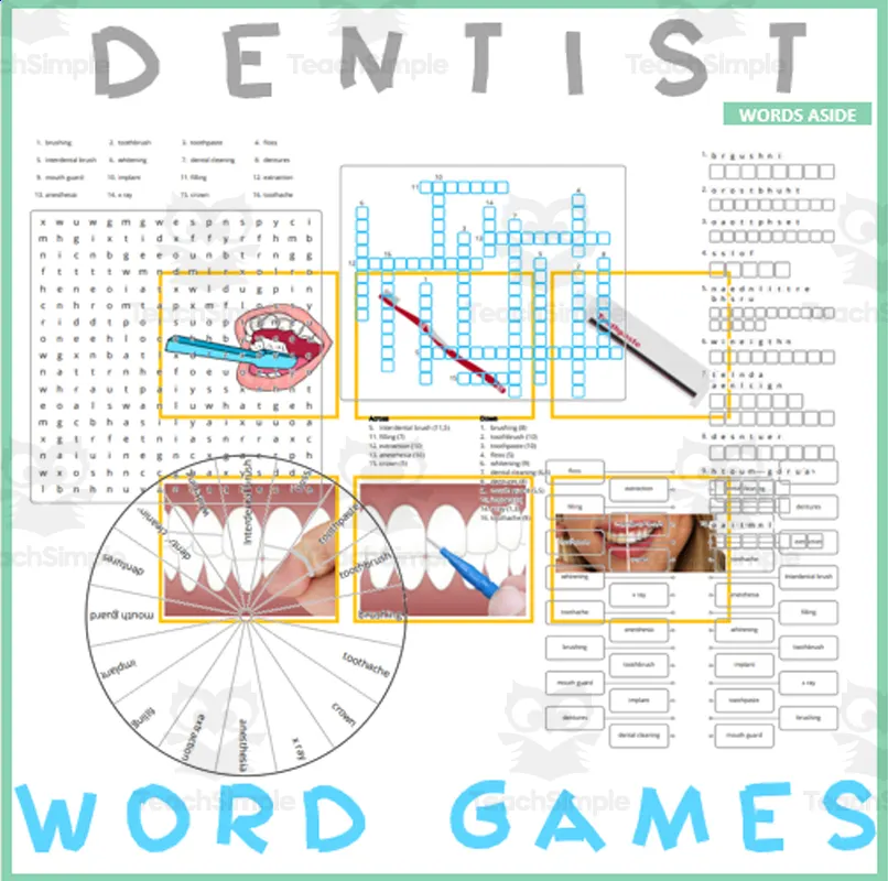 DENTIST: Word Games with Puzzles Crossword Wordsearch by Teach Simple