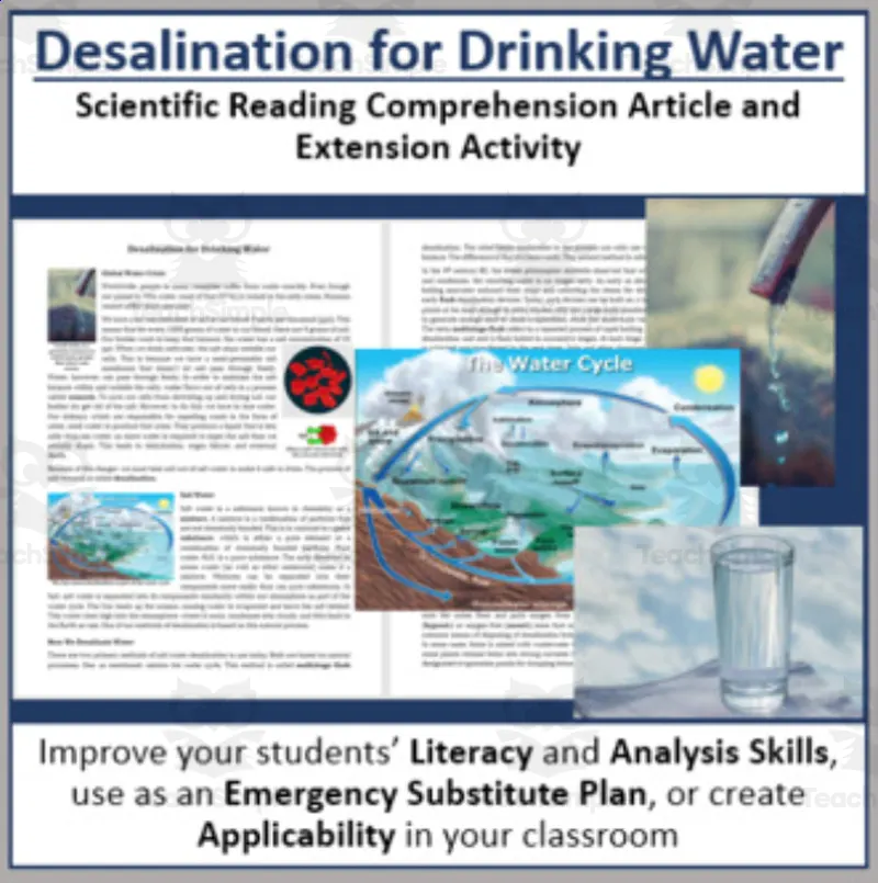 Desalination for Drinking Water Reading Comprehension Article by Teach ...