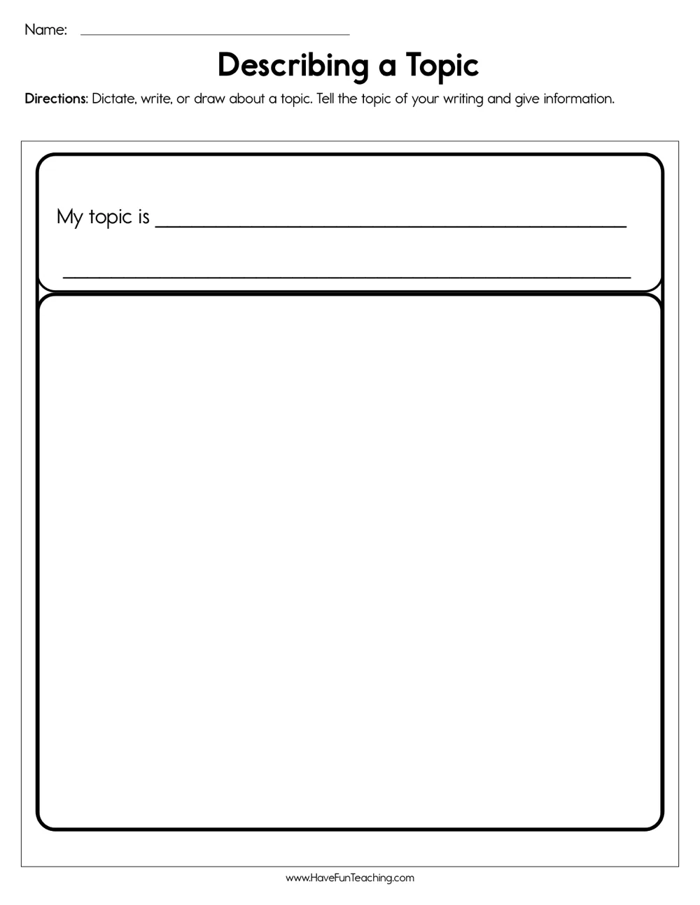 Describing a Topic Worksheet by Teach Simple