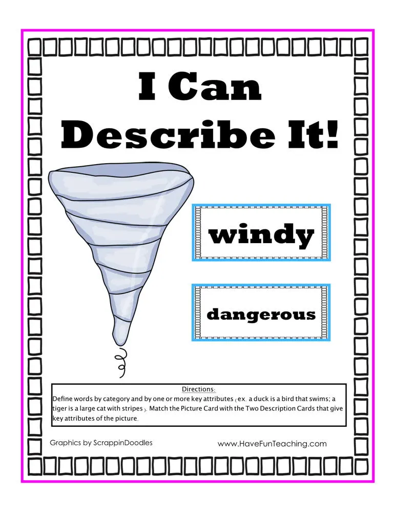 Describing Words Activity by Teach Simple