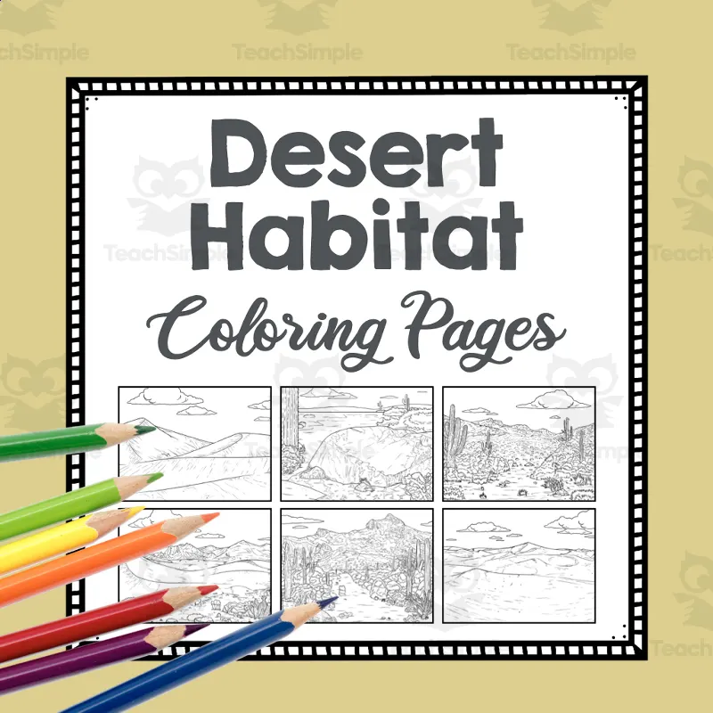Desert Habitat Coloring Pages | Line Art Templates | Biome Art Project ...
