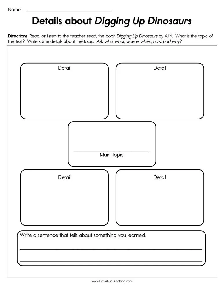 Details about Digging Up Dinosaurs Worksheet by Teach Simple