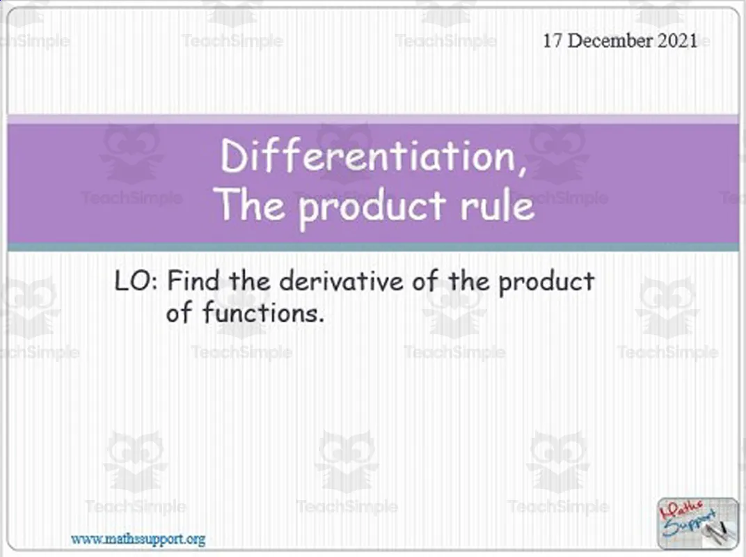 Differentiation: The product rule by Teach Simple