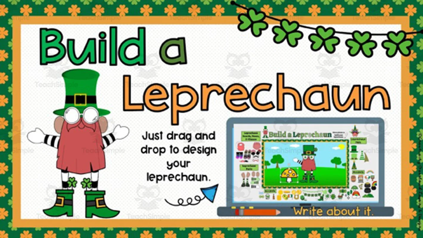 Digital Art & Creative Writing Activity: Build a Leprechaun by Teach Simple