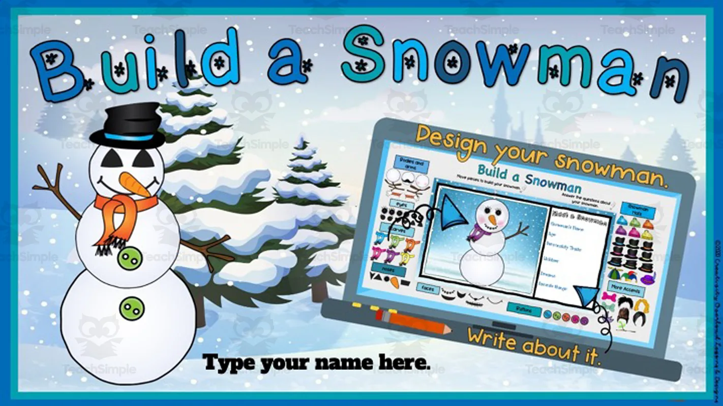Digital Art & Creative Writing Activity: Build a Snowman by Teach Simple