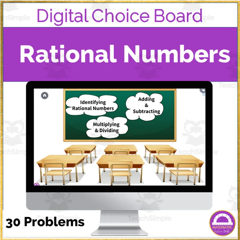 Digital Choice Board | Rational Numbers by Teach Simple