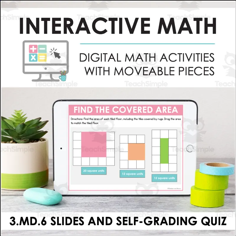 Digital Math for 3.MD.6 - Measure Area with Unit Squares (Slides + Self ...