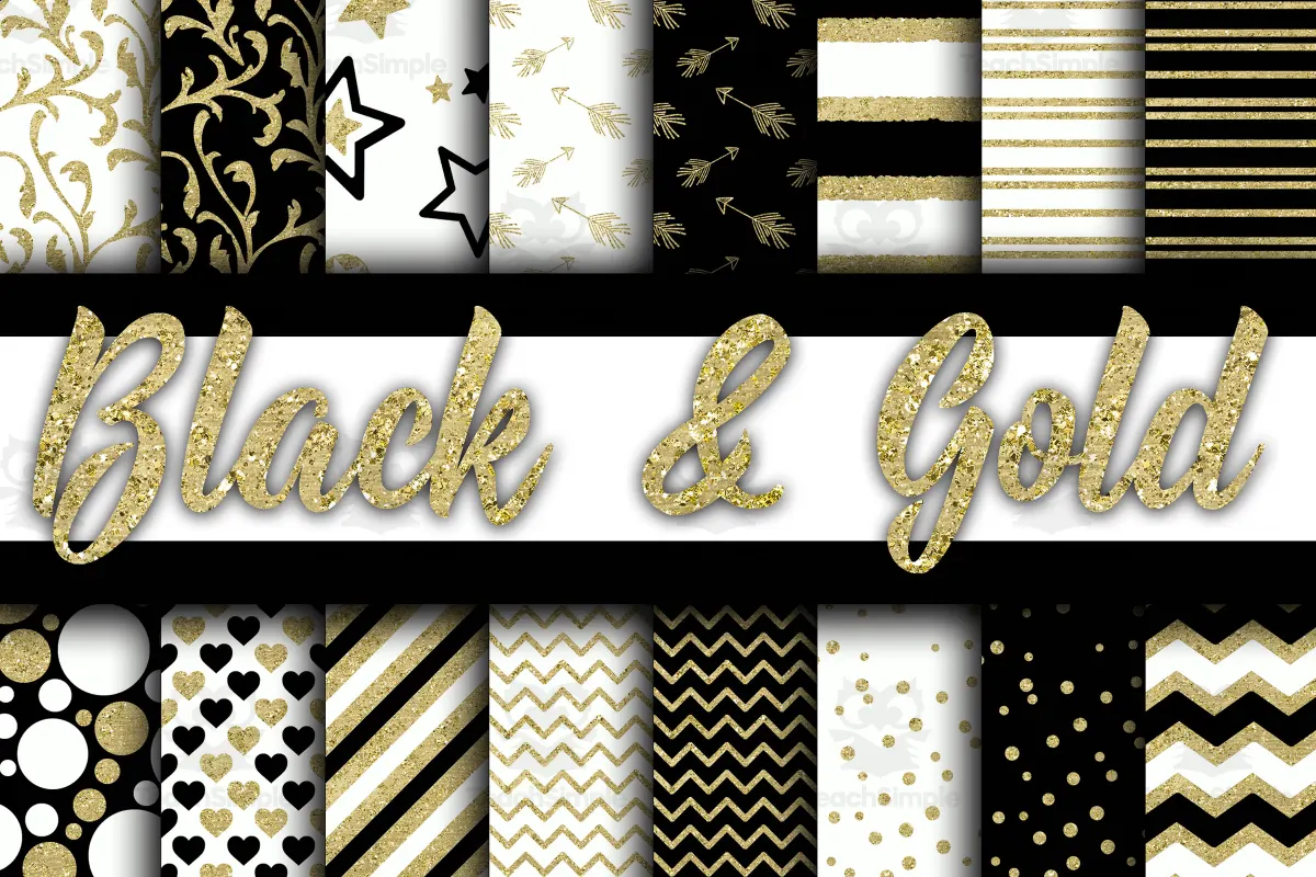 Digital Paper: Black and Gold Glitter by Teach Simple