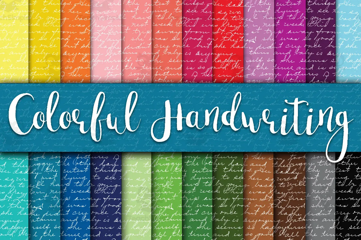 Digital Paper: Colorful Handwriting by Teach Simple
