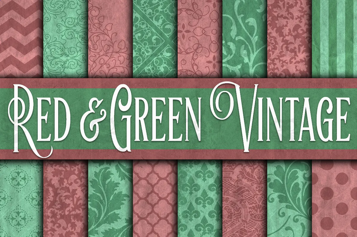 Digital Paper: Red and Green Vintage by Teach Simple