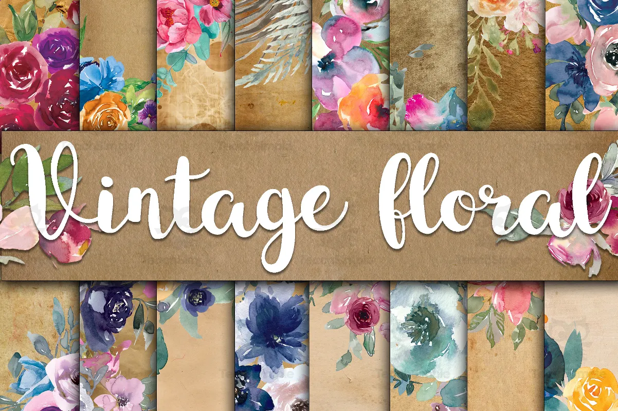Digital Paper: Vintage Floral by Teach Simple