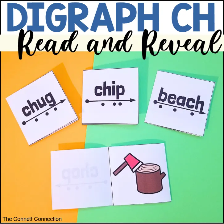 Digraph CH Words Read and Reveal Blending Cards by Teach Simple