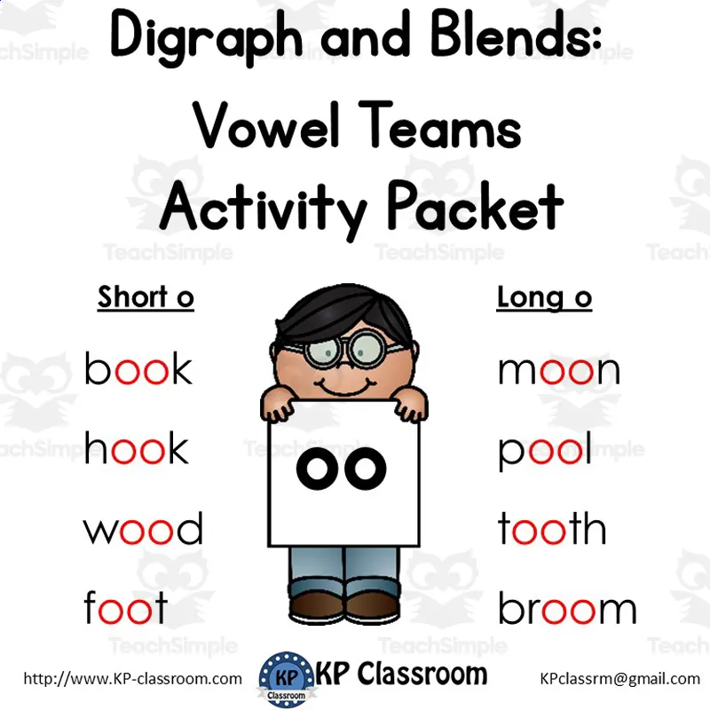 Digraph Long and Short OO Vowel Teams Activity Packet and Worksheets by ...