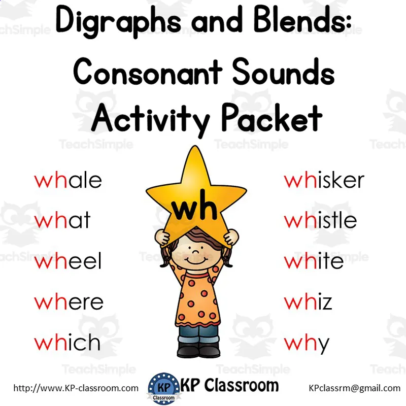 Digraph WH Consonant Sound Activity Packet and Worksheets by Teach Simple