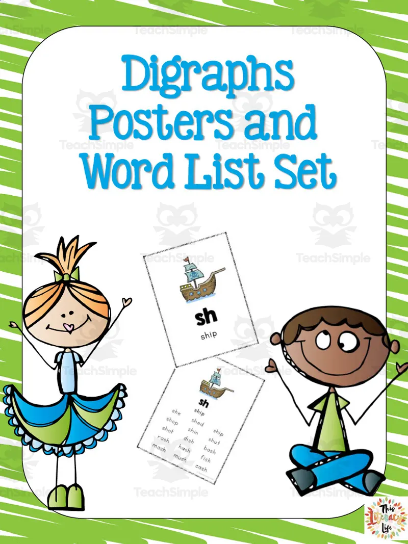 Digraphs Posters and Word List Set by Teach Simple