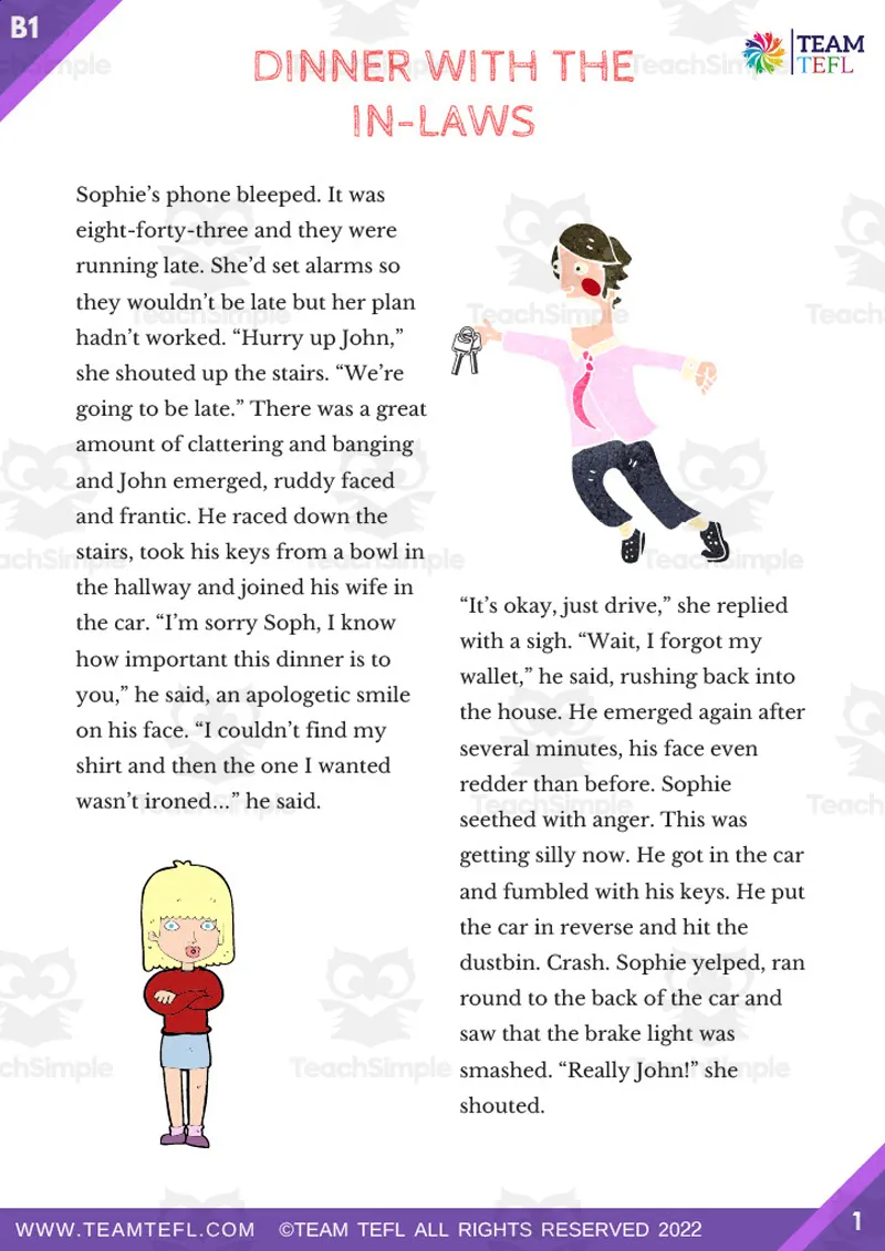 Dinner With the In-Laws Short Story | Intermediate Lesson Plan by Teach ...
