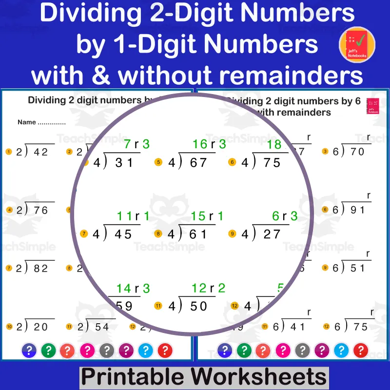 Divide 2-digit by 1-digit numbers with or without remainders by Teach ...