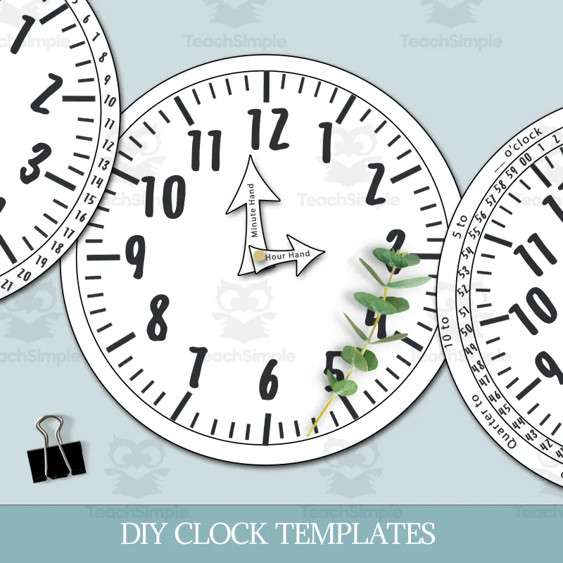 DIY Clock Templates, Learning to Tell Time by Teach Simple