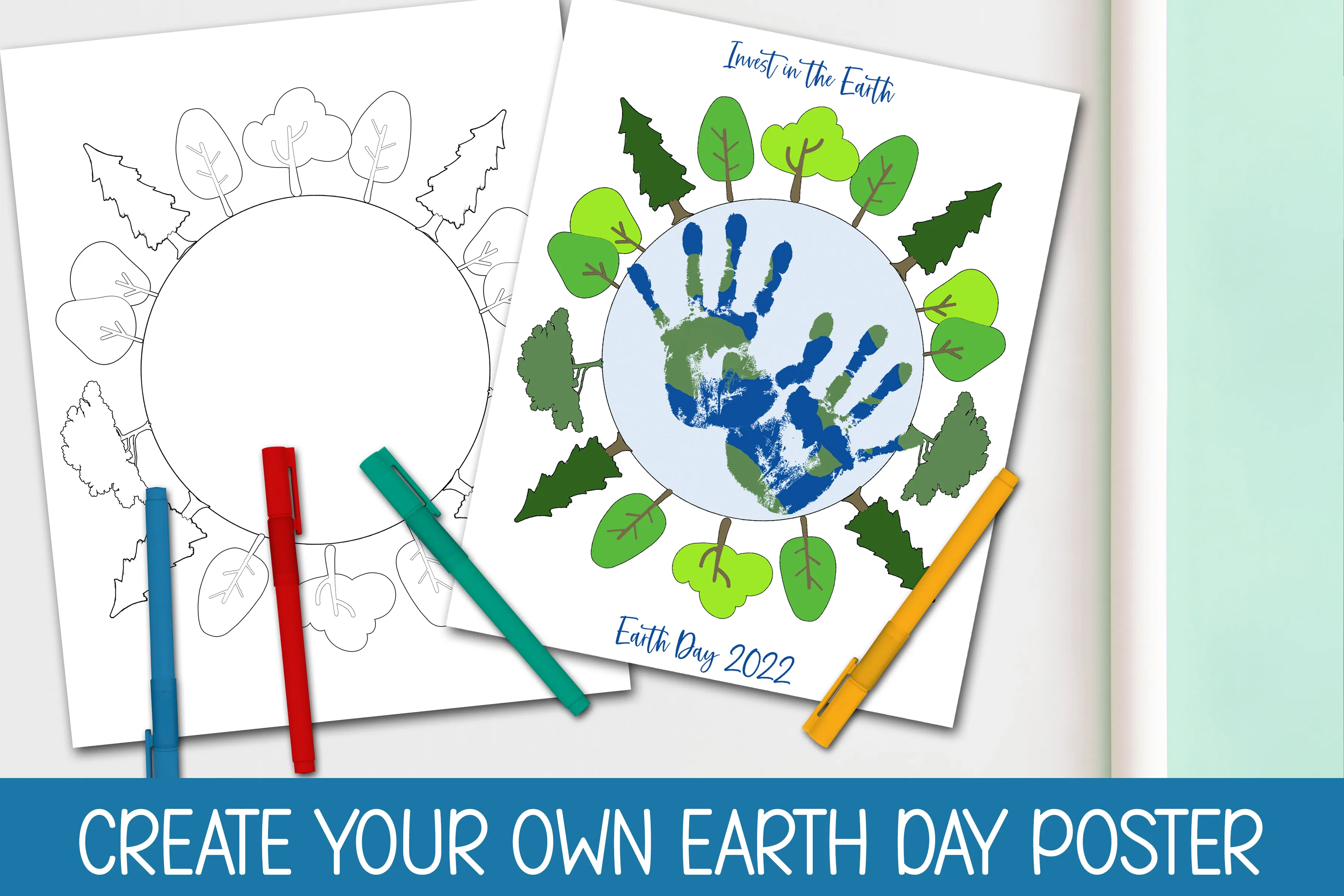DIY EARTH DAY POSTER, APRIL HANDPRINT CRAFT, HOMESCHOOL ACTIVITY by ...