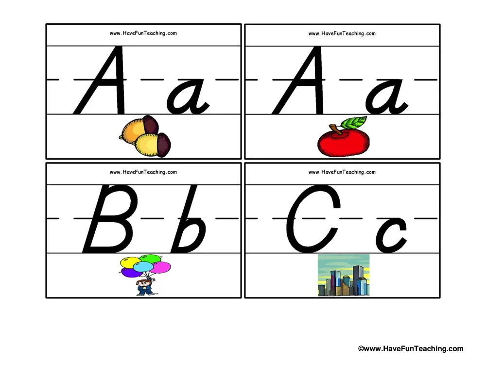 D'Nealian with Pictures Alphabet Flash Cards by Teach Simple