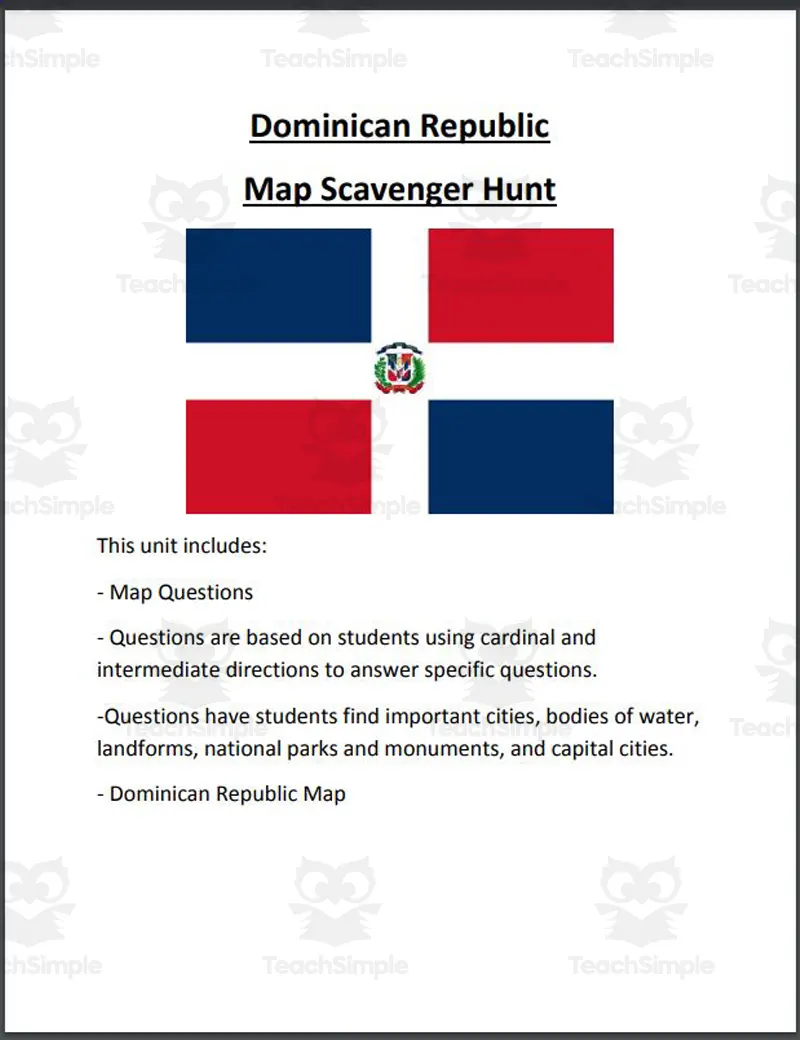 Dominican Republic Map Scavenger Hunt by Teach Simple