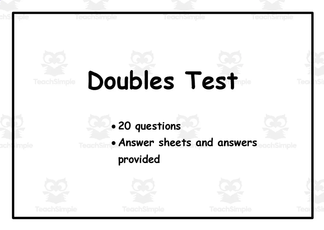 Doubles and Halves Test by Teach Simple